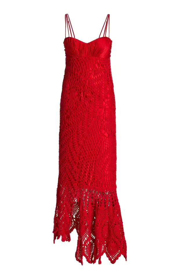 alejandra alonso rojas crochet dress Alejandra Alonso Rojas Crochet Bustier Maxi Dress Us 2 In Red - 70% Off