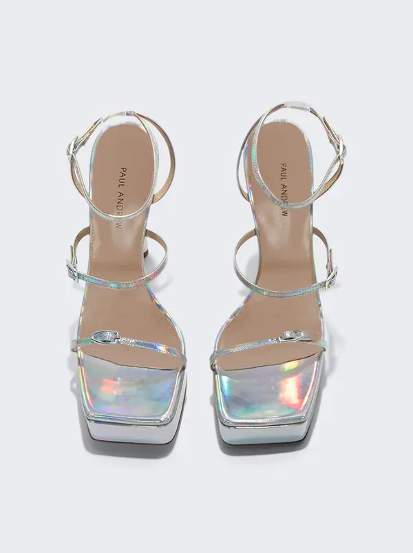 PAUL ANDREW Slinky Platform Sandals - Iridescent Mirror
