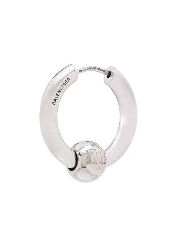 Balenciaga Force Single Hoop Earring In Silver 30% Off