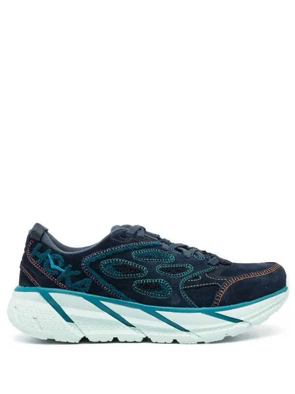 Hoka One One Flocked-logo Low-top Sneakers - Blue | Editorialist