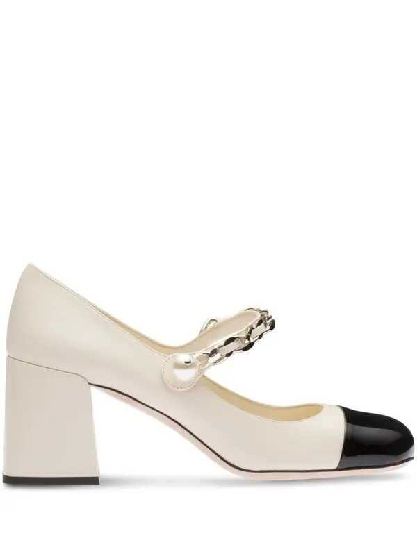 Miu Miu 70mm Chain-strap Pumps - Neutrals