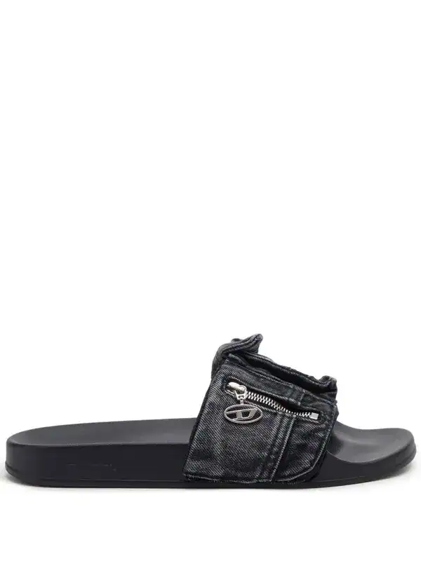 Diesel Sa-Mayemi Pk Denim Slides In Black - 40% Off | Editorialist