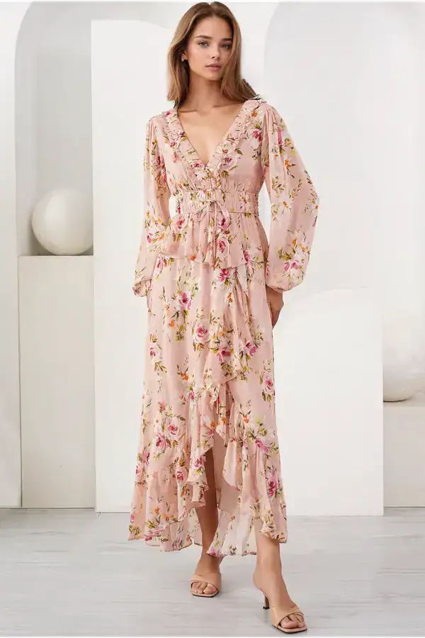 knee length dresses for ladies Martina Floral Invierno Long Dress