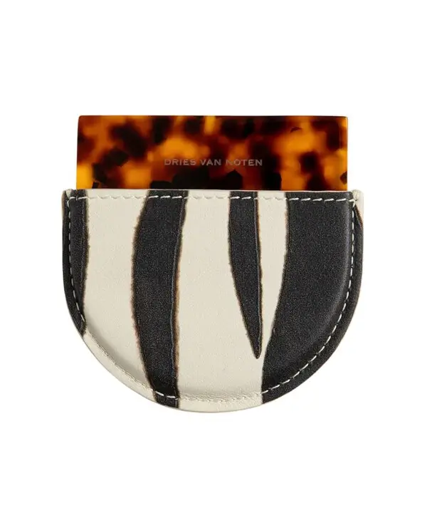 Dries Van Noten Zebra Print And Tortoiseshell Handheld Mirror