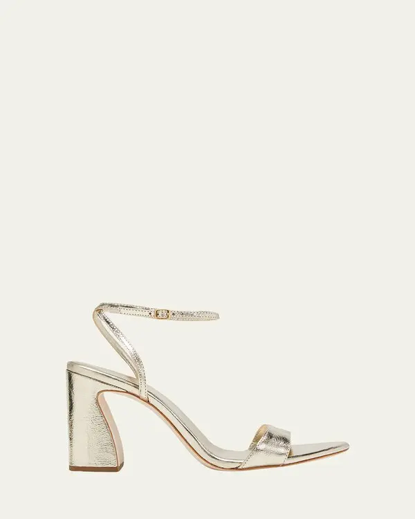 LOEFFLER RANDALL Malia Metallic Leather Block-heel Sandals - Champagne