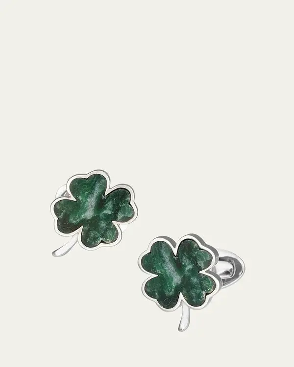 JAN LESLIE Green Onyx Clover Cuff Links - Unassigned