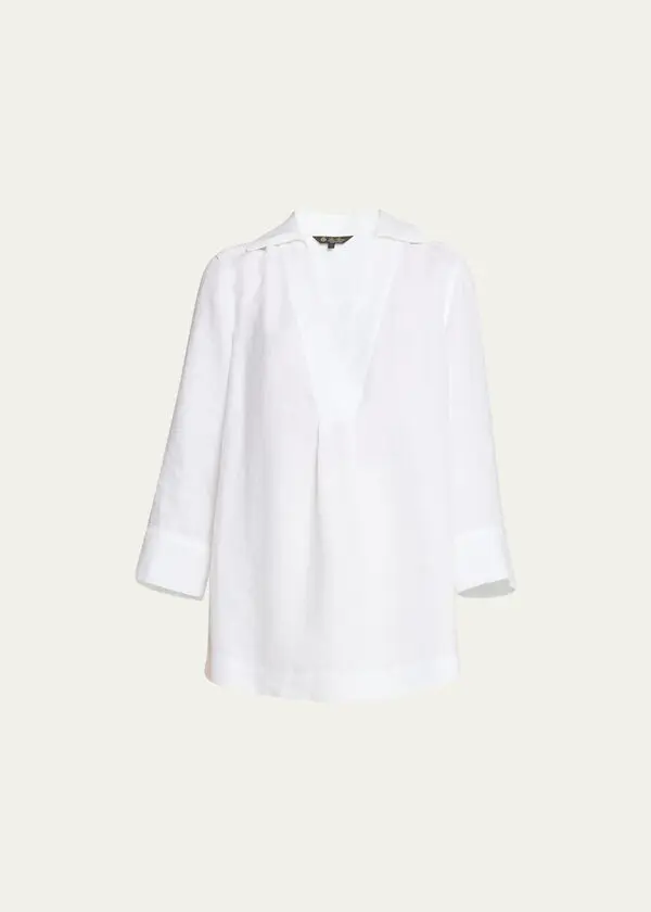 Loro Piana Serena Linen Tunic Blouse - D0d9 Natural Rope | Editorialist