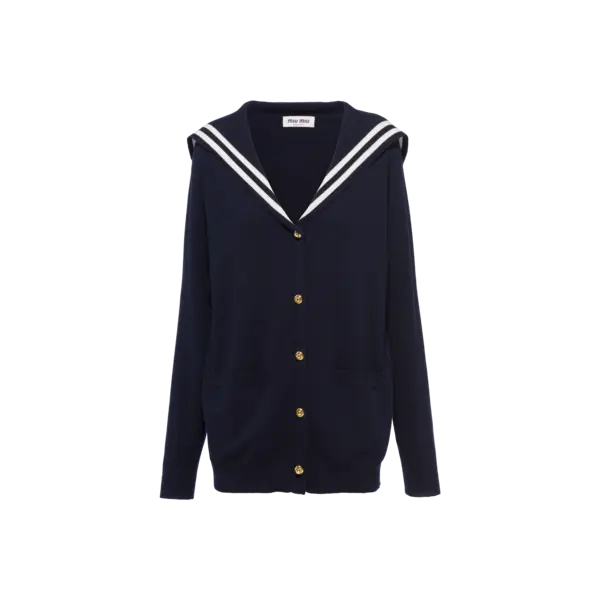 Miu Miu Cashmere Cardigan - Navy | Editorialist