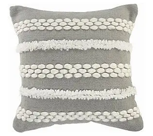 OX BAY TRADING CO. Ox Bay Gray Textured And Tufted Throw Pillow