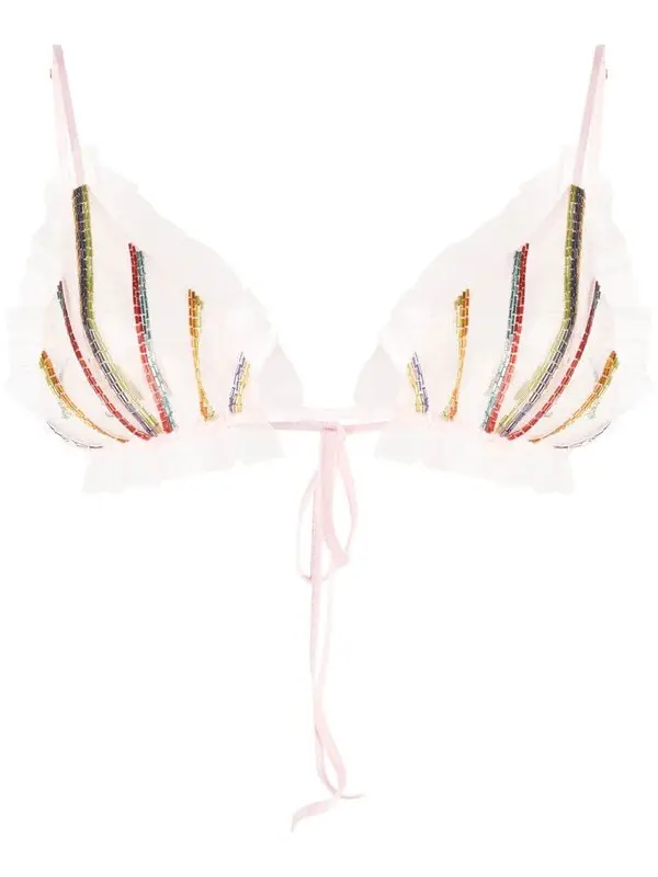 Buy FORTE_FORTE Beaded Ruffle Triangle Bra - Pink At 40% Off | Editorialist