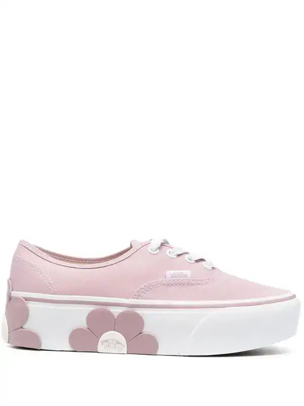 Vans Flower-Appliqué Platform Sneakers Pink Editorialist