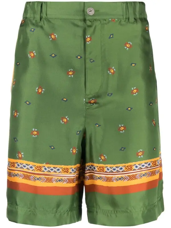Nick Fouquet Graphic-print Silk Shorts