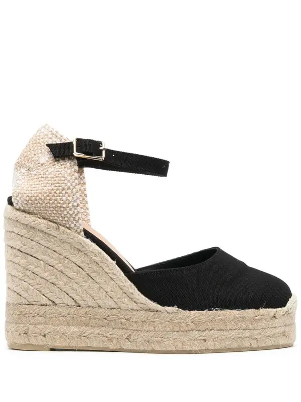 CastaÑer Carol 115mm Wedge Sandals - Black