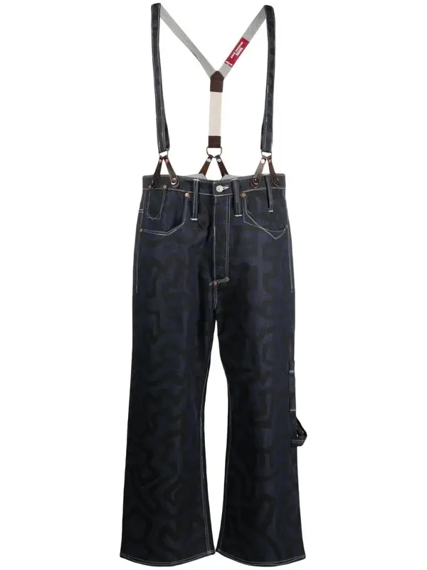 Junya Watanabe Straight-leg Abstract-print Trousers