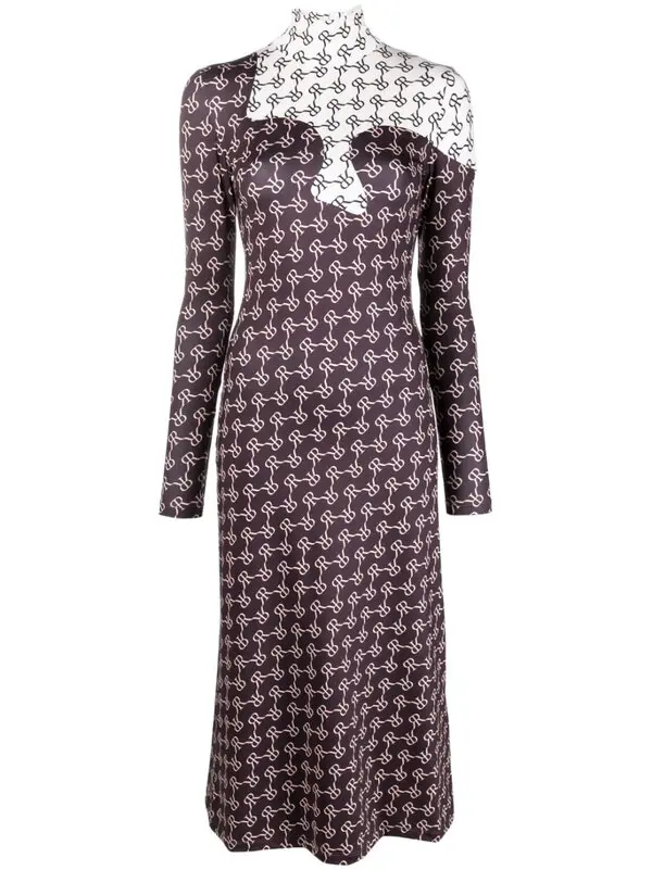 Rokh Monogram Two-tone Midi Dress