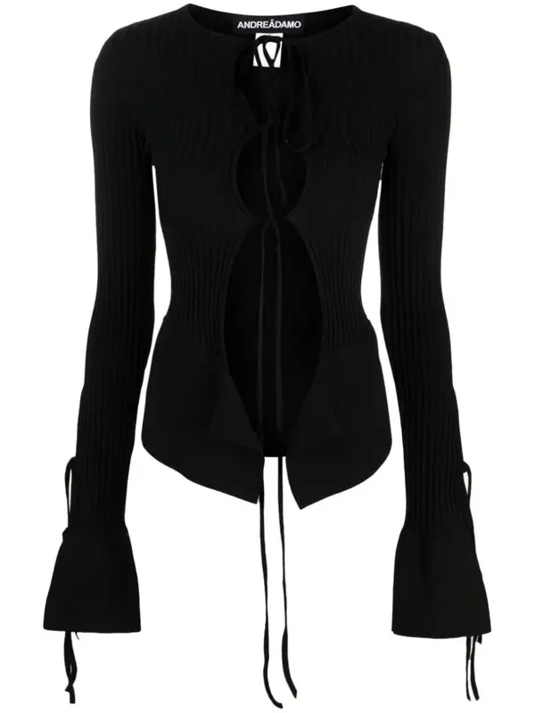 ANDREĀDAMO Tie-fastening Knit Top - Black