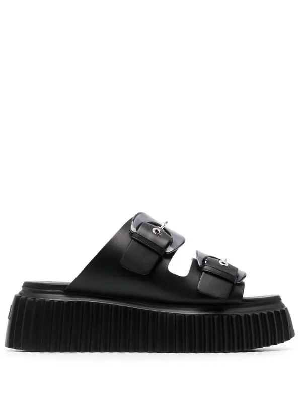 Agl Agatha Double-buckle Slippers - Black