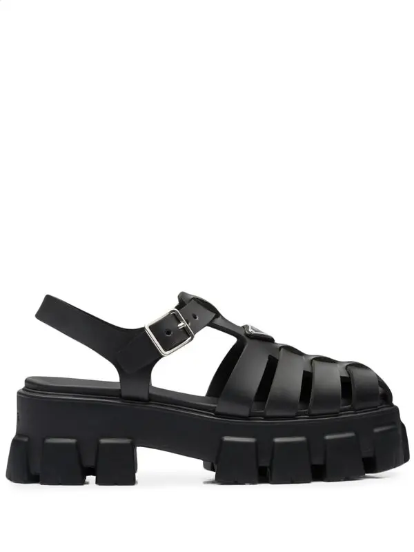 Prada 70mm Monolith Caged Rubber Sandals - Black
