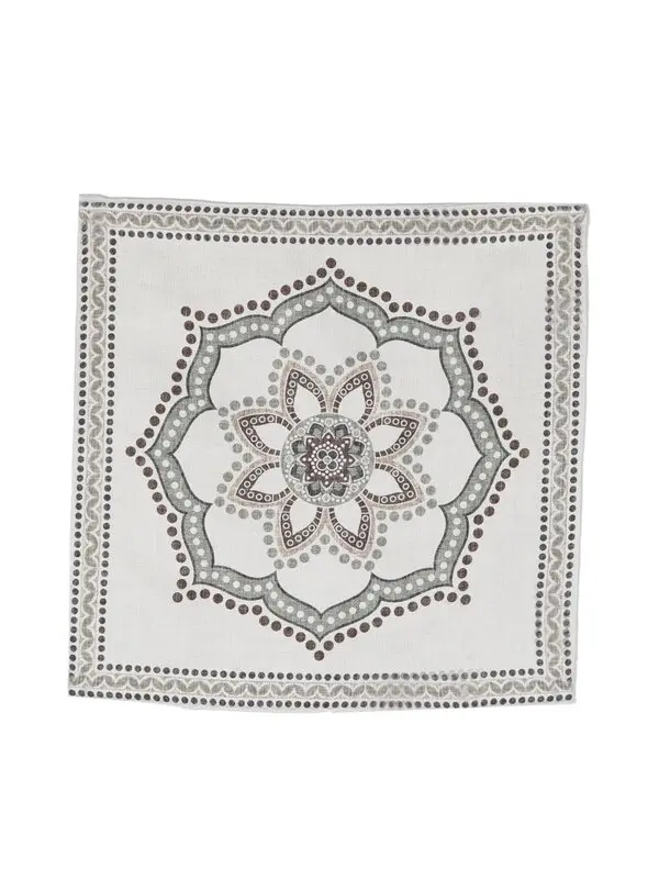 Brunello Cucinelli Mandala Pattern Silk Pocket Square - Neutrals