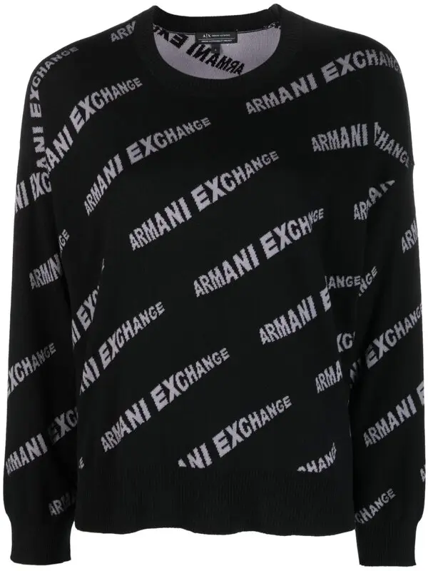 Armani Exchange Logo-Print Cotton Weathirt In Black 36% Off