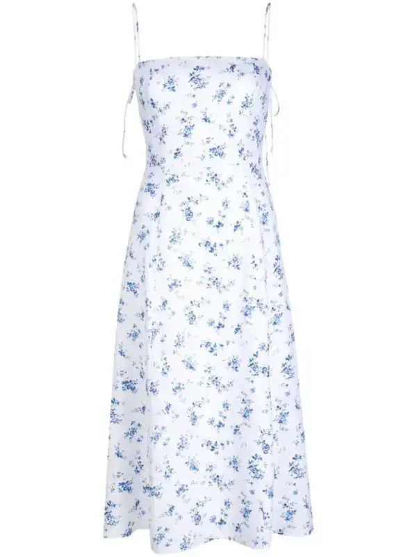 Reformation Christen Floral-Print Linen Dress In White - 30% Off |  Editorialist