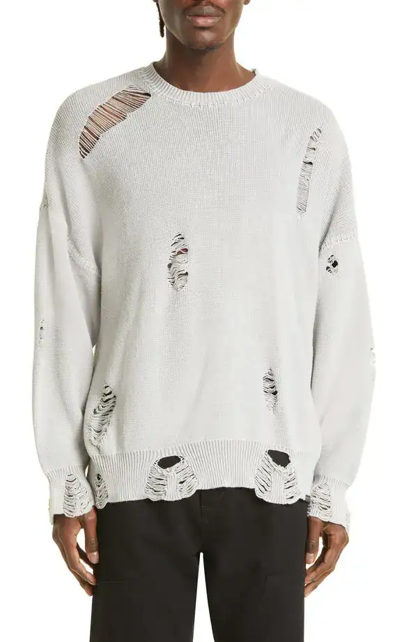 F-Lagstuf-F Damage Distressed Sweater In Gray - 40% Off | Editorialist
