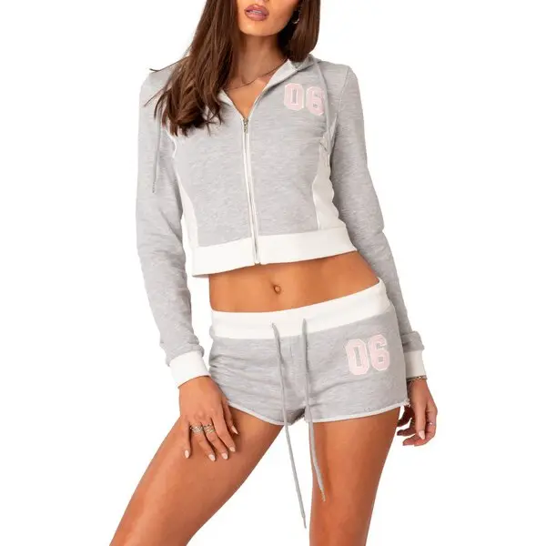EDIKTED Pat Appliqué Zip-up Hoodie