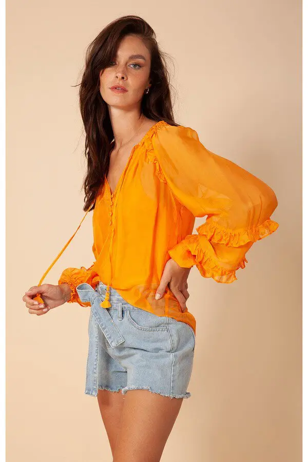 Hale Bob Ciel Chiffon Top - Orange