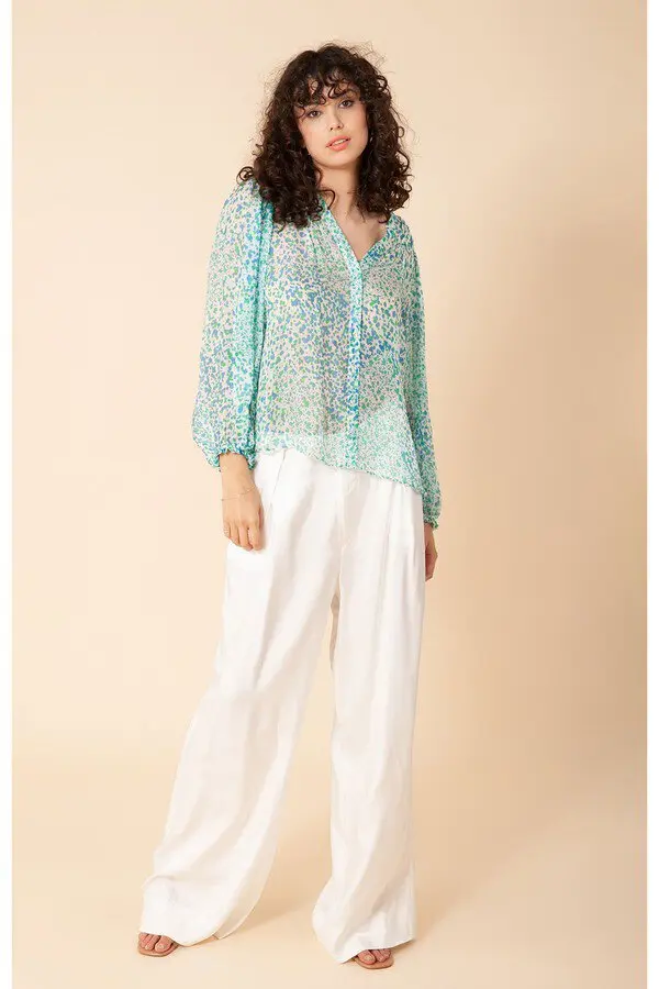 Hale Bob Catey Chiffon Top - Blue