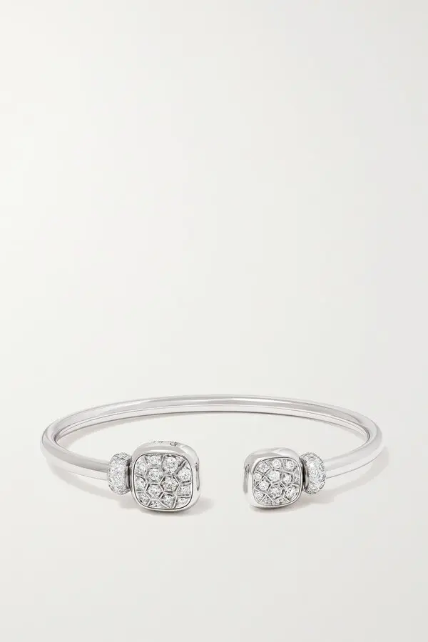 Pomellato Nudo Rhodium-plated 18-karat White Topaz And Diamond Cuff - Gold