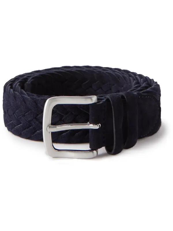 Mr P. 3.5cm Woven Suede Belt - Blue
