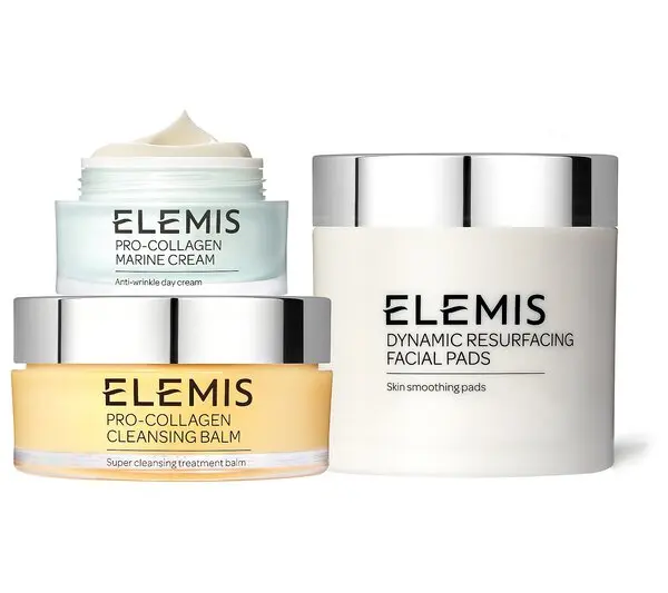 Elemis Anti-aging Set: Marine Cream,facial Pads &cleansing Balm