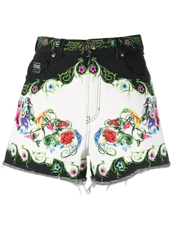 Versace Baroque-print Short Shorts - White