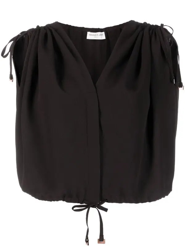 Veronique Leroy Draped-shoulder Cropped Top - Brown