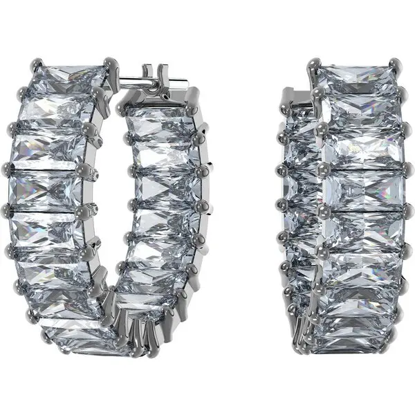 SWAROVSKI Matrix Crystal Baguette Hoop Earrings - Gray