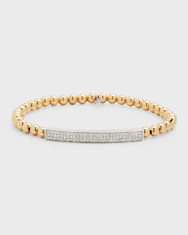 SYDNEY EVAN 14k Three-row Pave Diamond Bar Beaded Bracelet