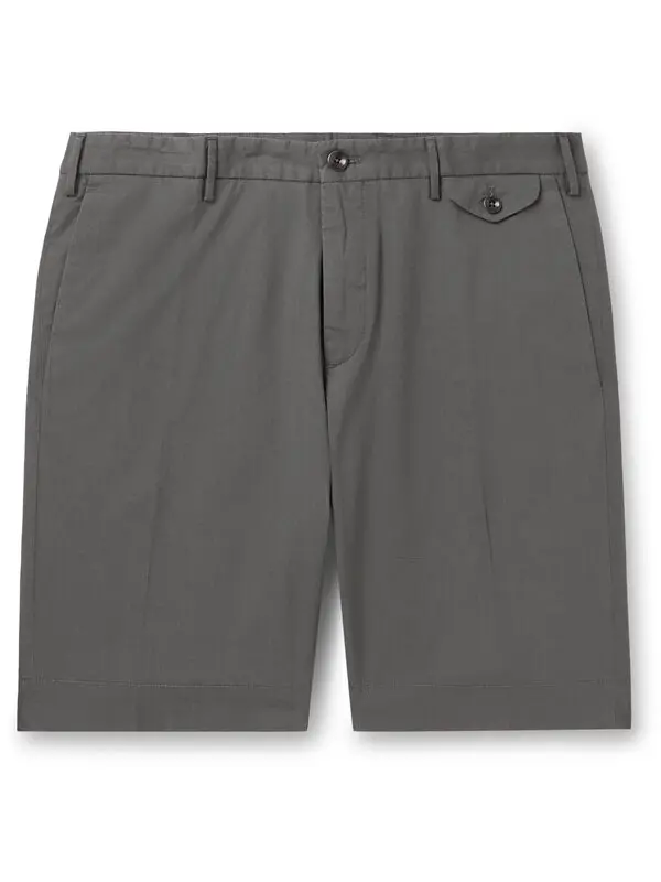 Incotex Slim-Fit Stretch-Cotton Poplin Bermuda Shorts Gray 60