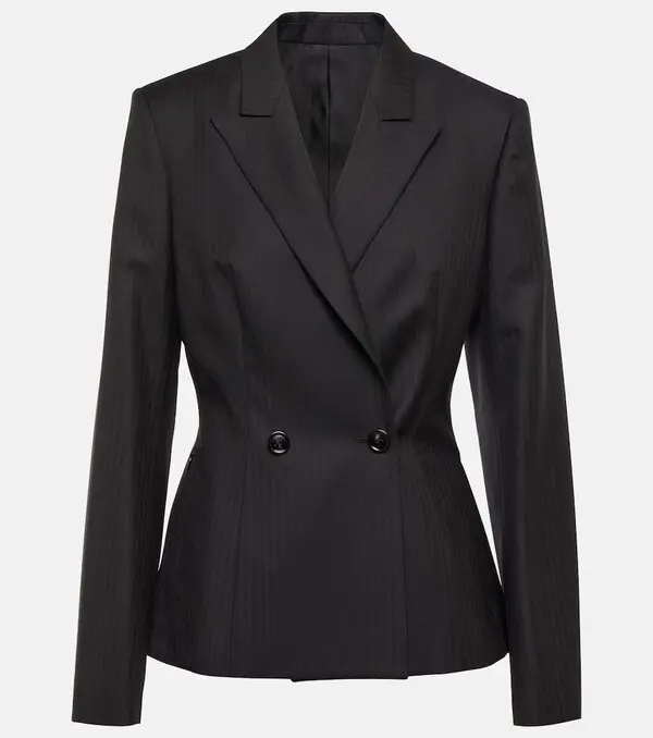 Alaïa Herringbone Wool Gabardine Double-breasted Blazer