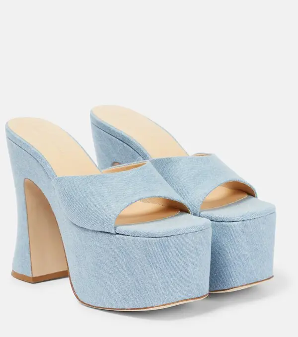 Magda Butrym Denim Platform Mules - Blue