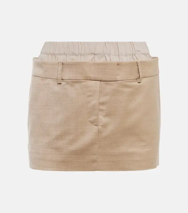 AYA MUSE Layered Wool-blend Miniskirt