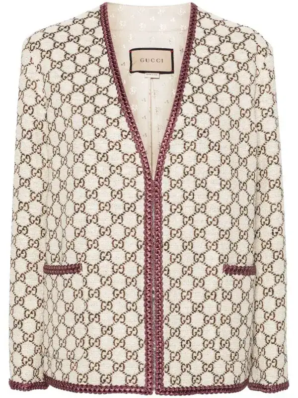 Gucci Gg-Jacquard Tweed Jacket - Neutrals | Editorialist