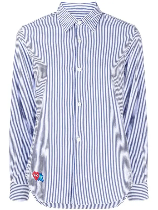 Play Comme Des Garcon X Invader Striped Shirt With Pixelated Heart
