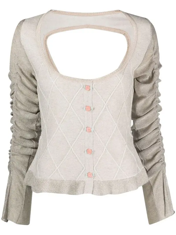 CORMIO Elena Draped-sleeve Cardigan - Neutrals