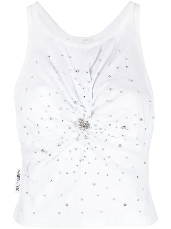DES_PHEMMES Crystal-embellished Tank Top