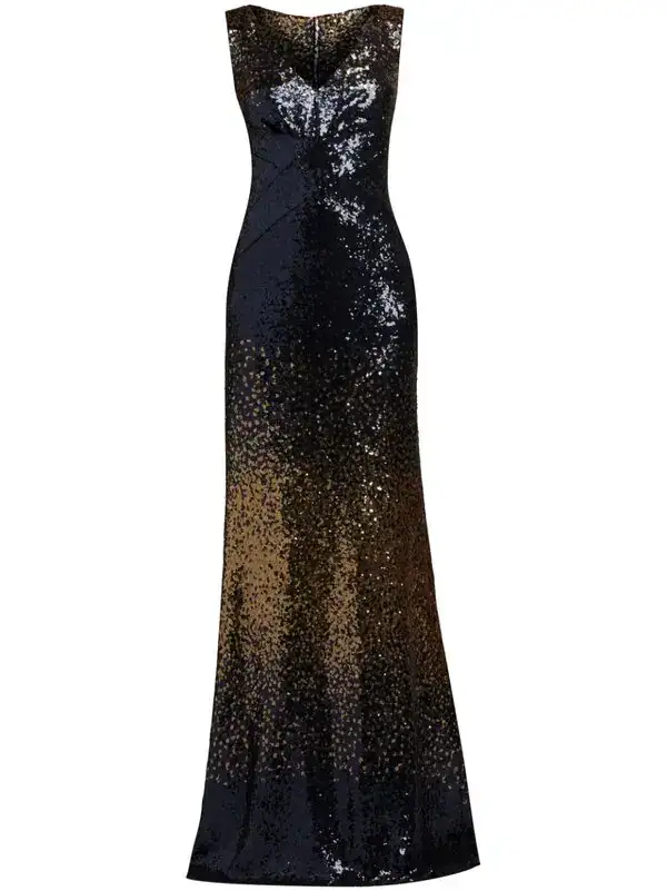 Tadashi Shoji Rafi Sequin-Embellished Ombré Gown Blue Editorialist