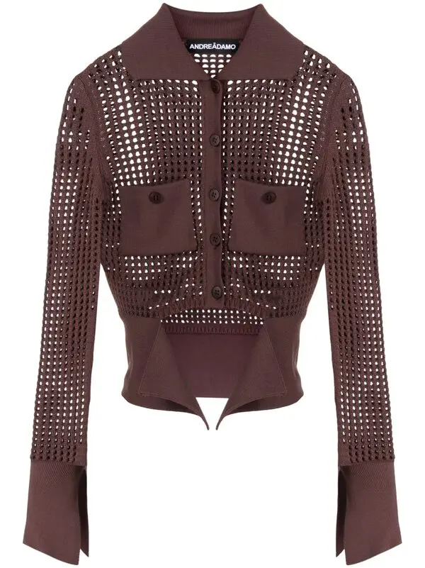 ANDREĀDAMO Open-knit Panelled Cardigan - Brown