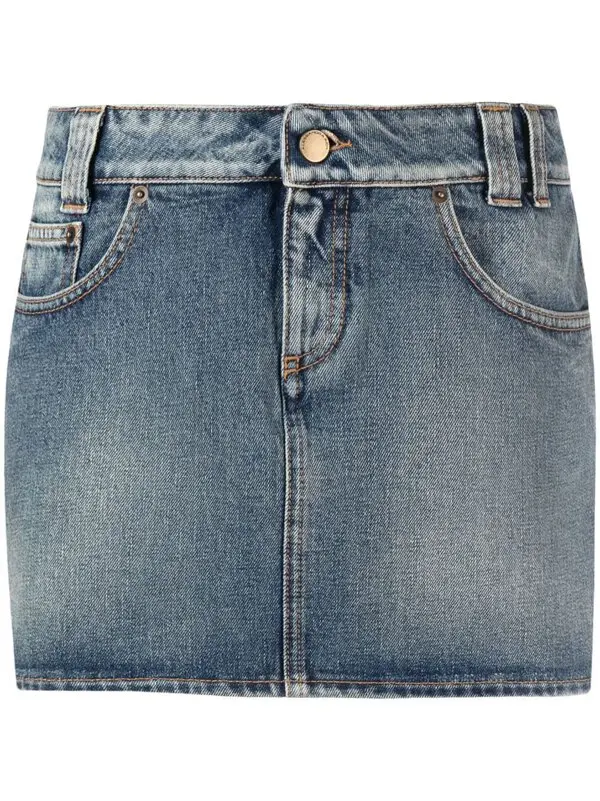 Alessandra Rich Rose-print Denim Miniskirt