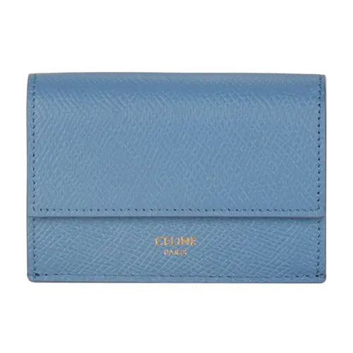Celine Folded Wallet In Grained Calfskin - Azure | Editorialist