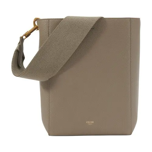 Celine Small Sangle Bucket Bag In Grained Calfskin - Taupe | Editorialist
