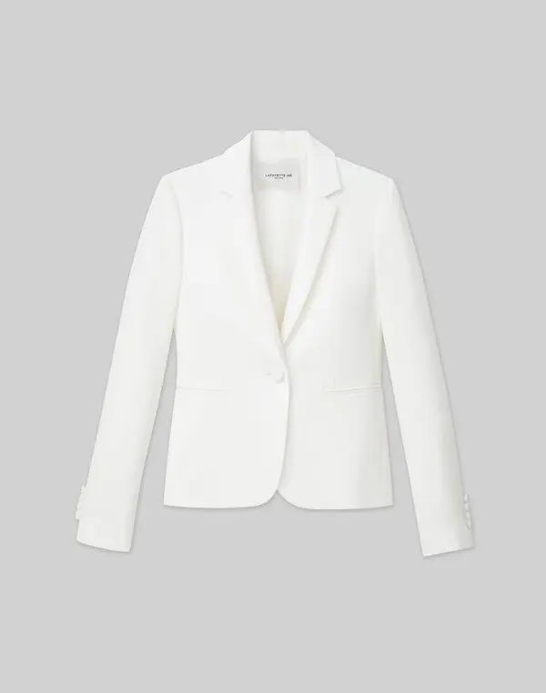 Lafayette 148 New York Finesse Crepe Single Button Blazer - Cloud